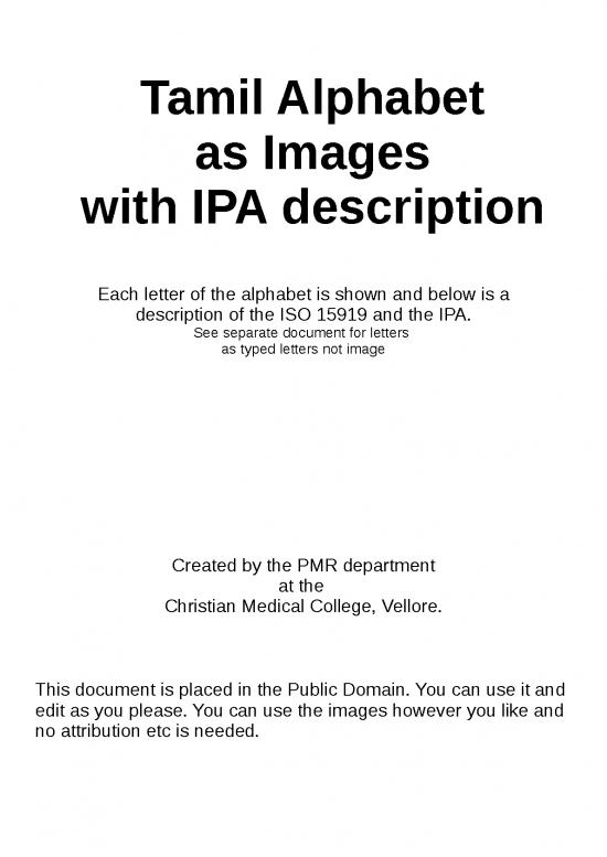 Tamil Alphabet As Images With Ipa Description