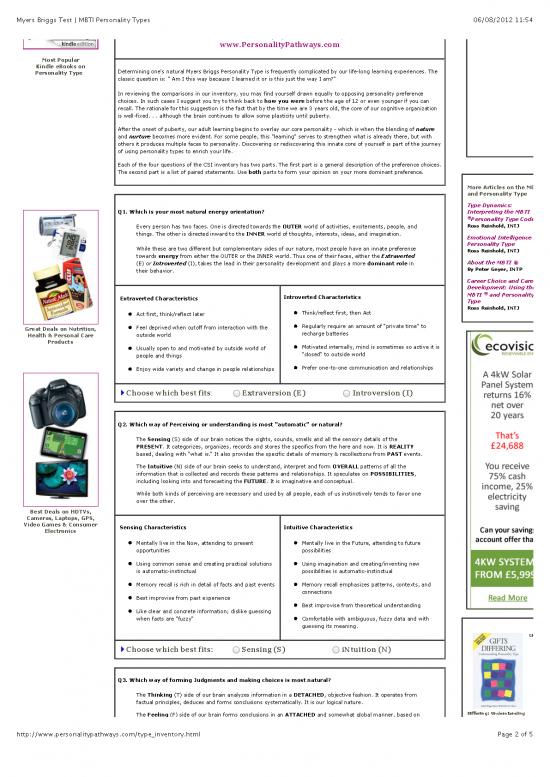 Personality Pdf 97139 | Myers Briggs Test Mbti Personality Types 1