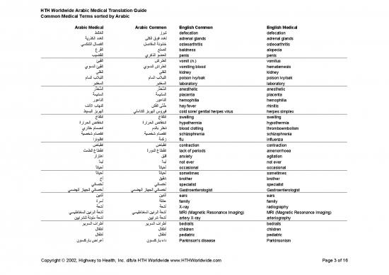 Arabic Pdf 99407 | Common Medical Terms Sorted By Arabic