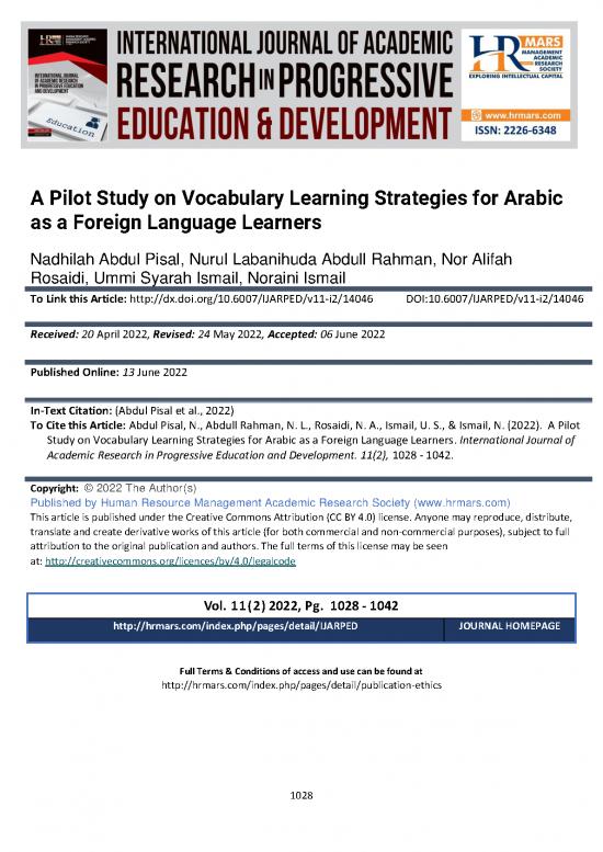 Language Pdf 100863 | A Pilot Study On Vocabulary Learning Strategies ...