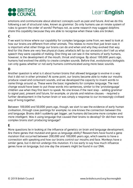 Language Pdf 100241 Learnenglish Reading C1 How Humans Evolved Language