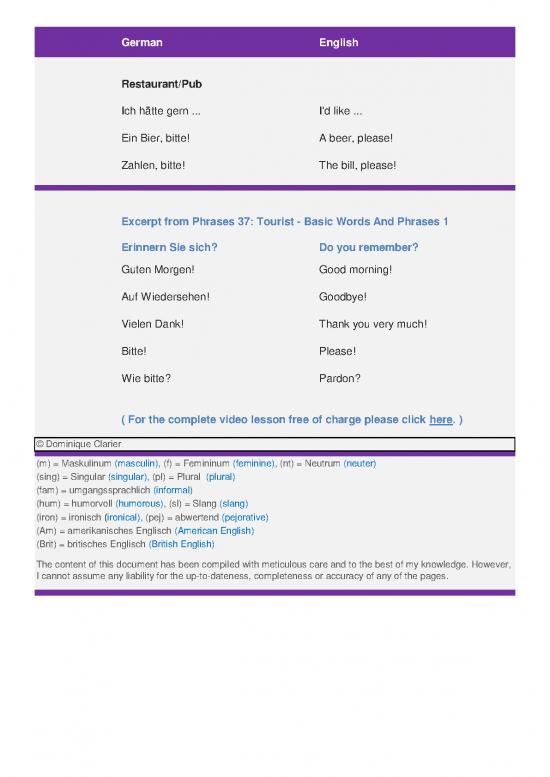 Basic German Pdf 100763 | Tourist Basic Words And Phrases Teil 2