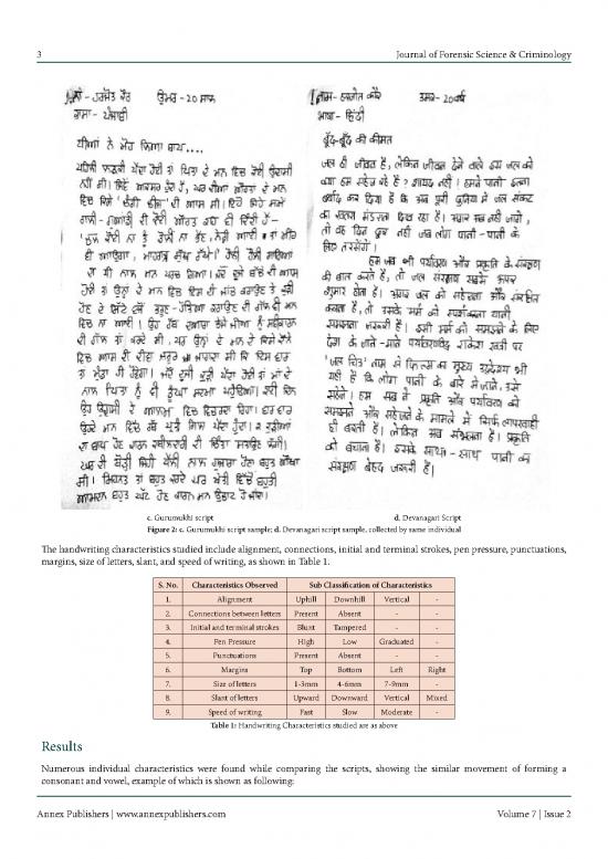 7208 Examination And Comparison Of The Handwriting Characteristics Of Devanagari Script With