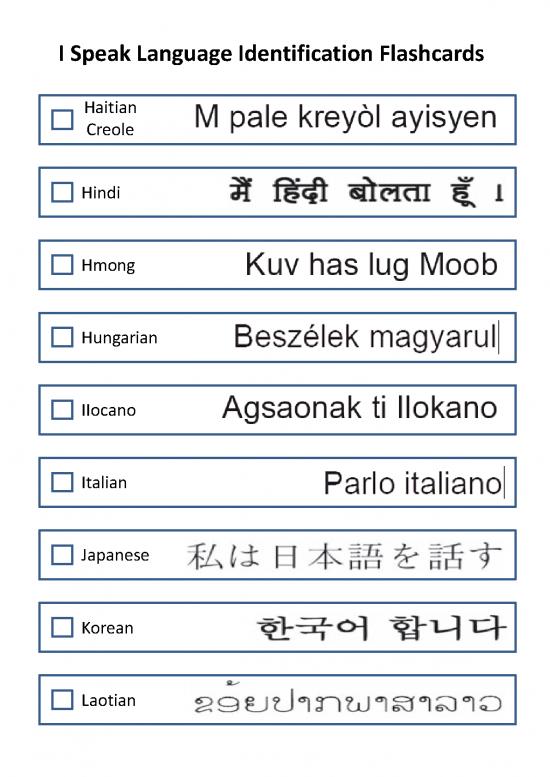 Language Pdf 100842 | Exhibit 11 I Speak Language Id Cards