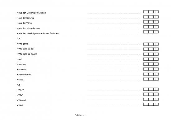 German A1 Vocabulary Sheet Unit 1