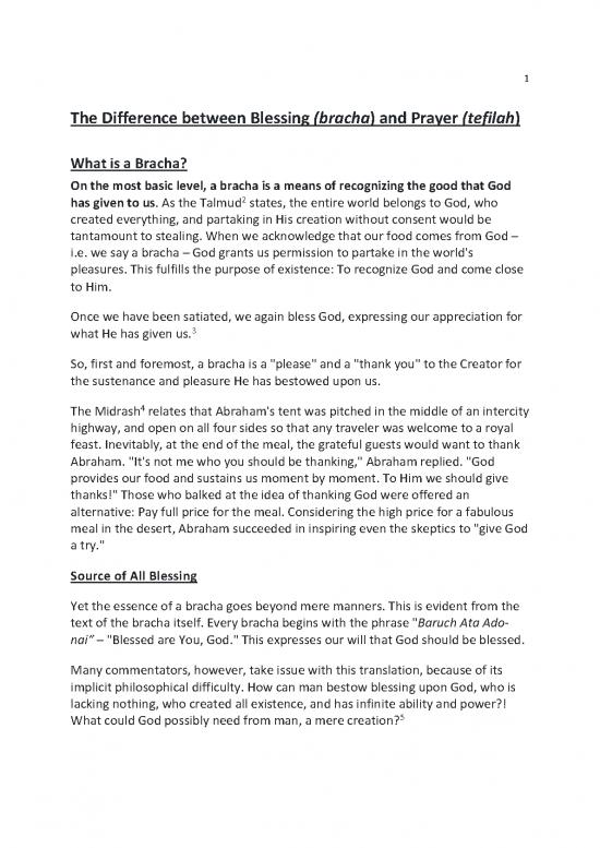 Bracha And Tefila Blessings And Prayer