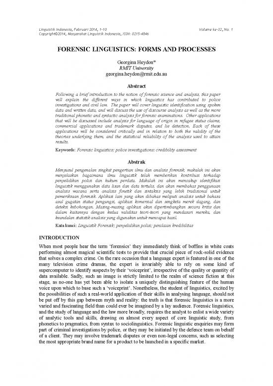Language Pdf 103166 | Forensic Linguistics Forms And Processes