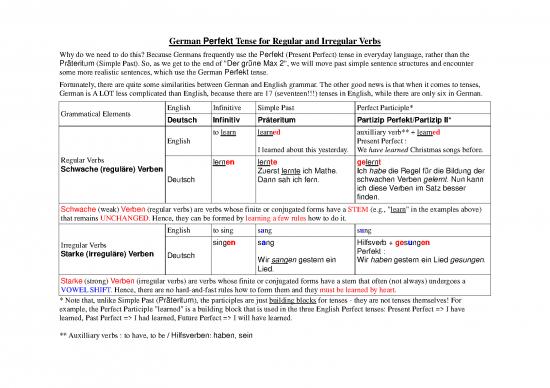 Pdf Language 104298 | German Perfekt Tense For Regular And Irregular ...