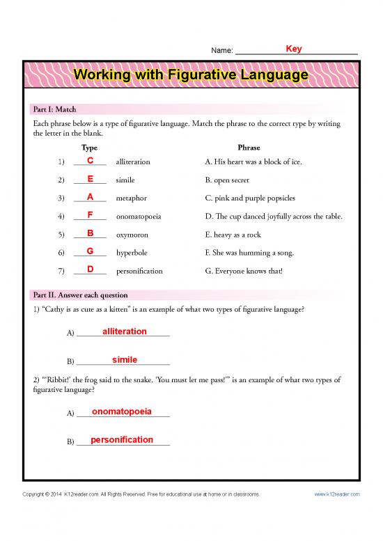 Language Pdf 103587 | Figurative Language Practice Worksheet