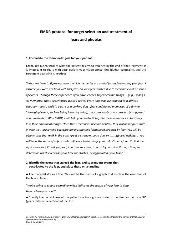 Emdr Pdf 107438 | Emdr Protocol For Fears And Phobias Ad De Jongh
