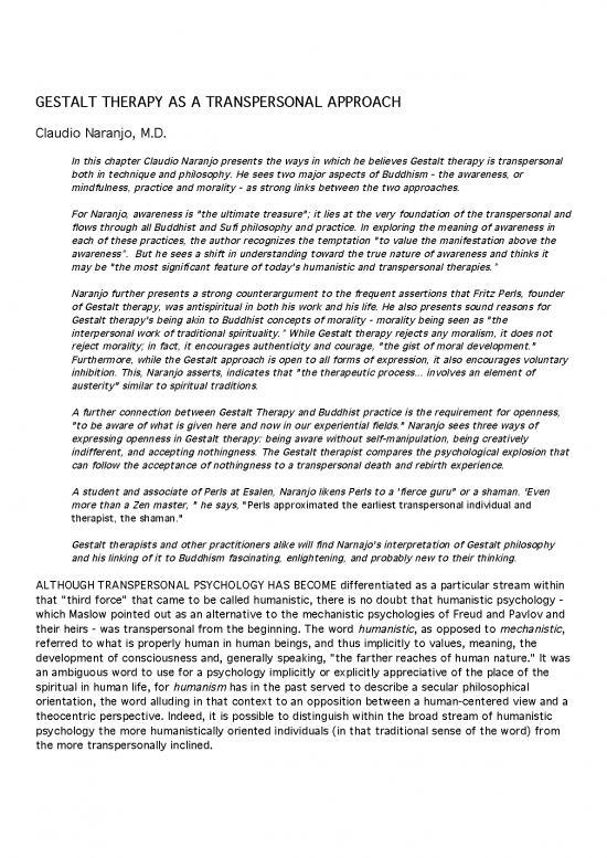 Gestalt As A Transpersonal Approach English