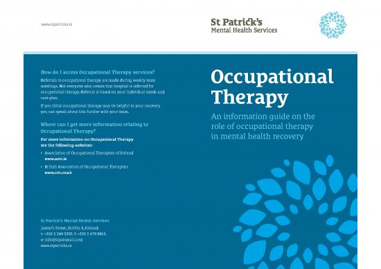Information Guide On The Role Of Occupational Therapy In Mental Health