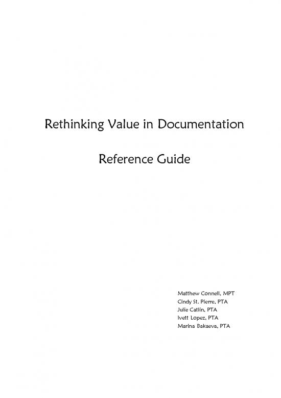 Rethinking Value In Documentation Reference Guide Rethinking Value In Documentation Reference Guide
