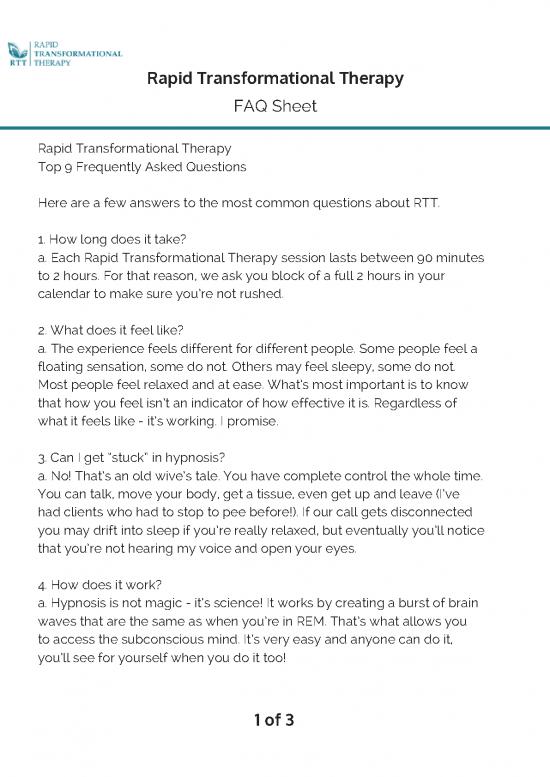 Rtt Faq Sheet