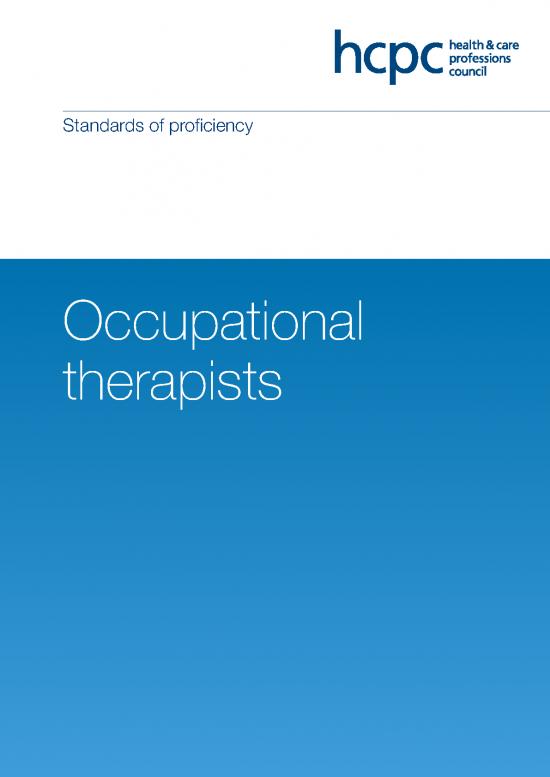 Occupational Therapy Pdf 108635 | Standards Of Proficiency Occupational ...