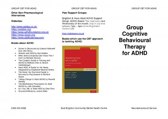 Cbt For Adhd Pdf 109468 | Adhd Group Info Leaflet
