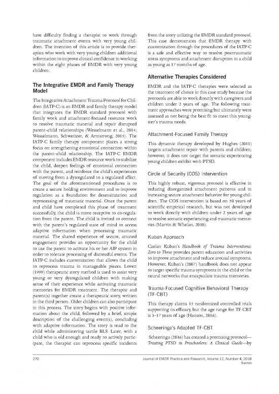 Study Pdf 109509 | Emdr Intervention For A 17 Month Old Child To Treat Attachment Trauma ...