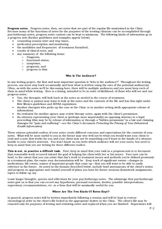 Psychotherapy Pdf 108665 | Hip Sample Psychotherapy Progress Note