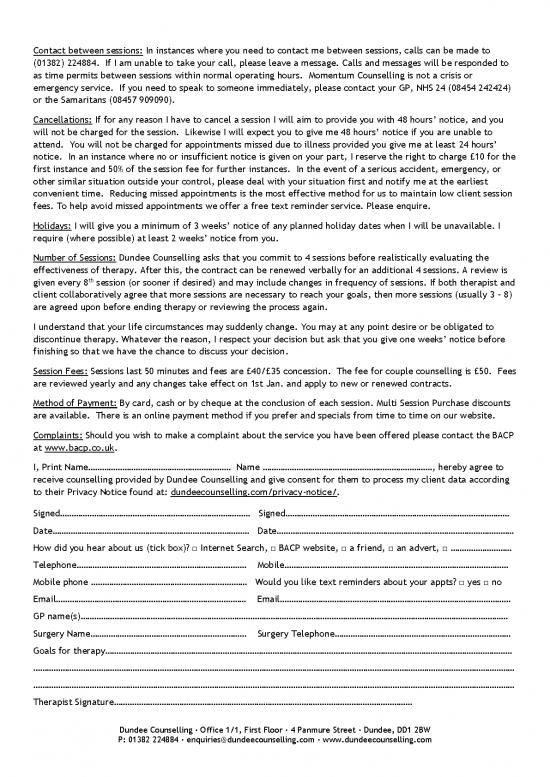 Counselling Contract Template 108034 | Sample Contract