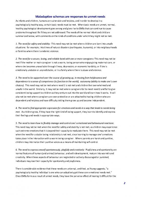 Psychotherapy Pdf 109014 | Schemas And Schema Modes For Formulation And ...