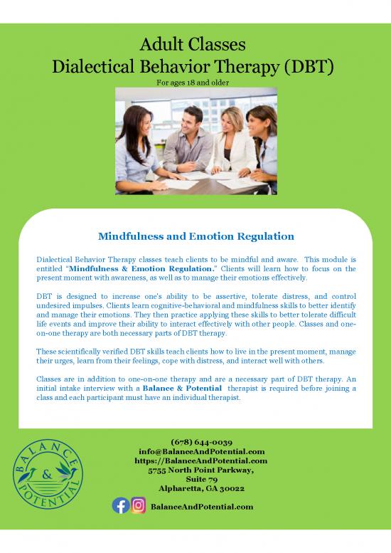 Adult Dbt Emotion Regulation Flyer