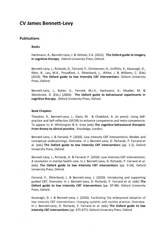 Cbt Book Pdf 109995 | Cv James Bennett Levy 2013