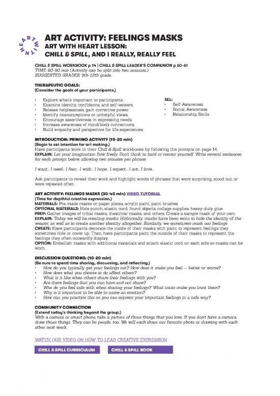 Art Therapy Prompts Pdf 110861 | Feelings Masks