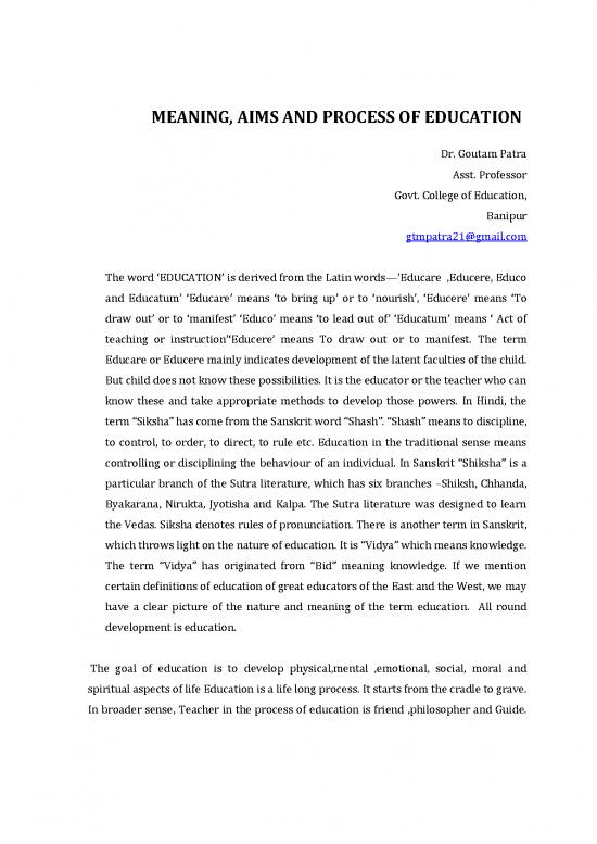 Education Pdf 111814 | Meaning And Process Of Education