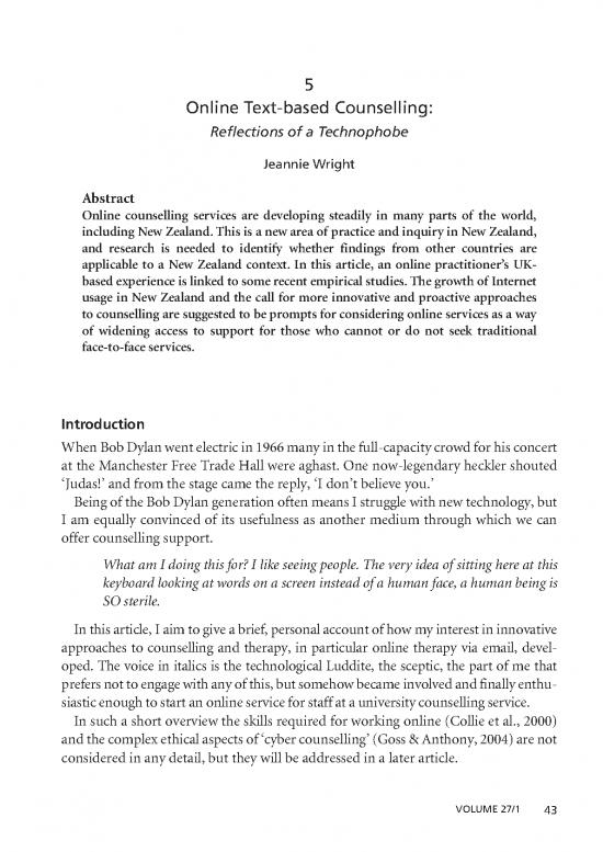 Online Text Based Counselling