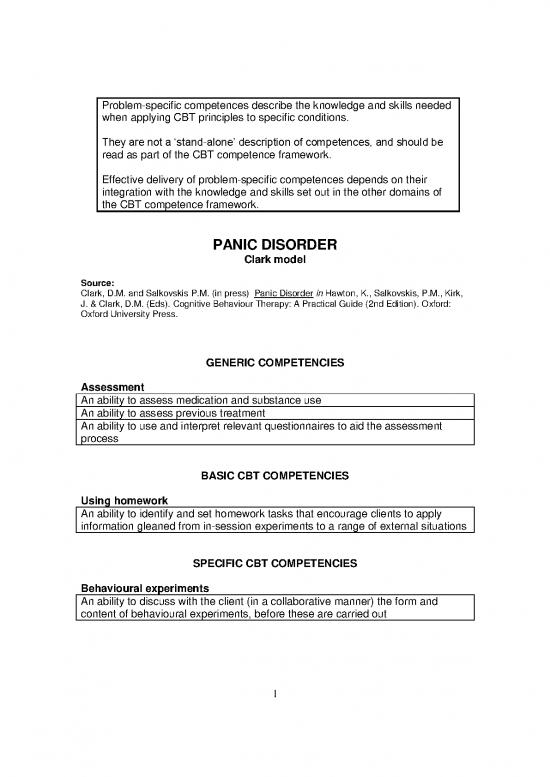 Competencies Pdf 111708 | Panic Disorder Clark Model