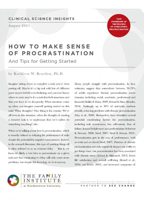 Academic Pdf 110651 | Reardon How Make Sense Procrastination