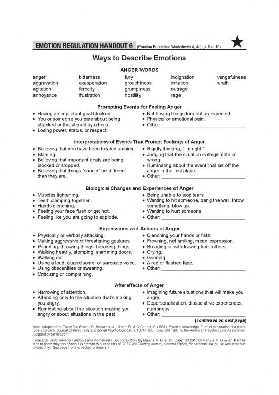 11 Emotion Regulation Handout