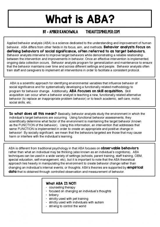 Aba 101 Handouts The Autism Helper