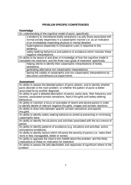 Competencies Pdf 111708 | Panic Disorder Clark Model