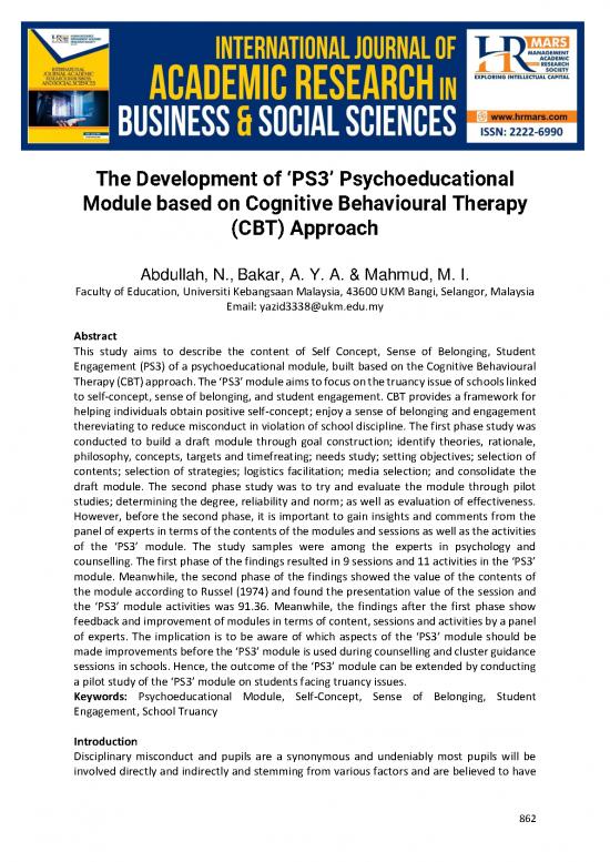 Society Pdf 111053 | The Development Of Ps3 Psychoeducational Module Based On Cognitive ...