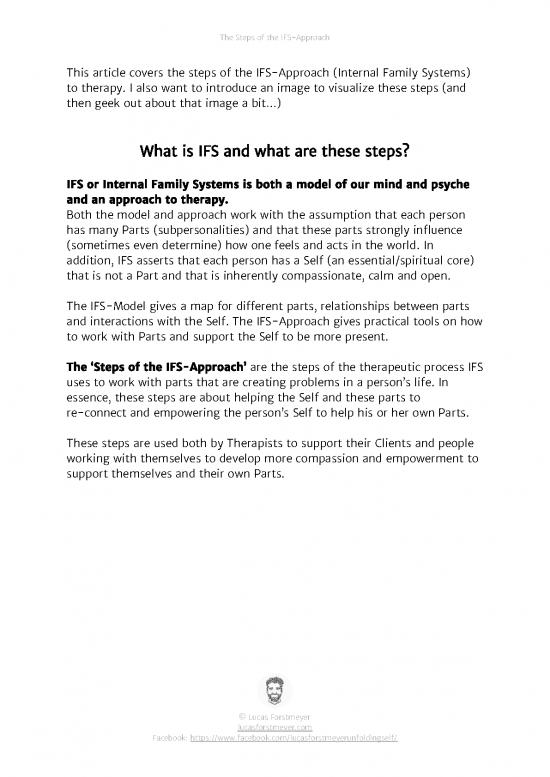 The Steps Of The Ifs Approach By Lucas Forstmeyer