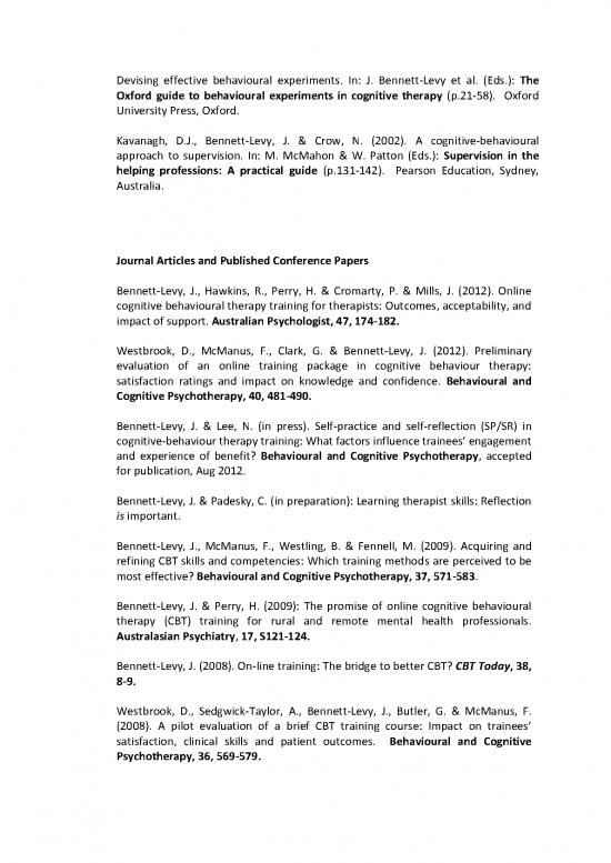 Cbt Book Pdf 109995 | Cv James Bennett Levy 2013