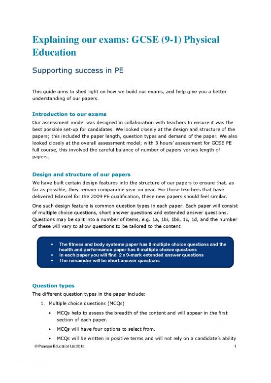 Gcse Pe Explaining Our Exams