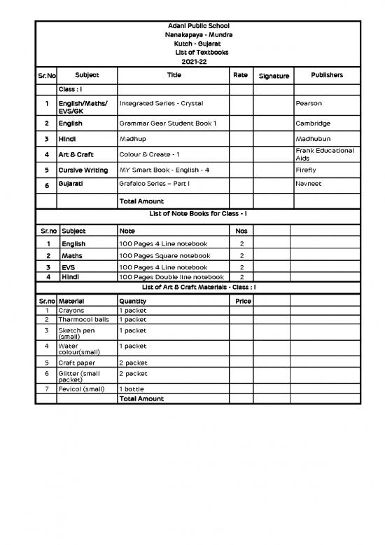 Textbooks List 2021 22 Final
