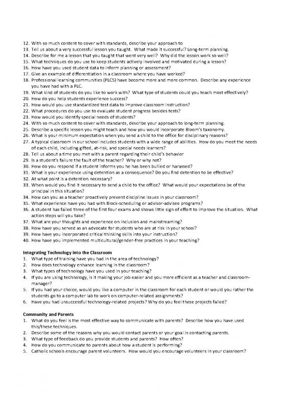 Education Pdf 113089 | Sample Interview Questions For Teachers 1