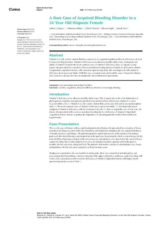 Medicine Pdf 115483 | 92863 A Rare Case Of Acquired Bleeding Disorder In A 24 Year Old Hispanic ...