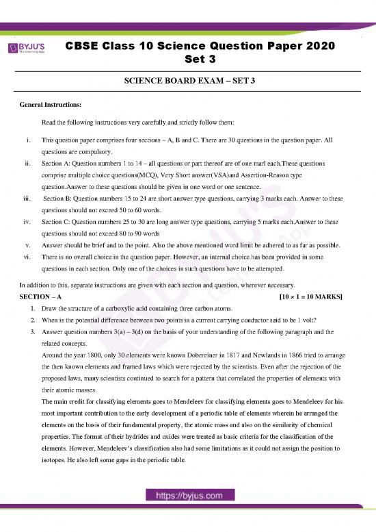 General Science Pdf 117436 | Cbse Class 10 Science Question Paper 2020 Set 3