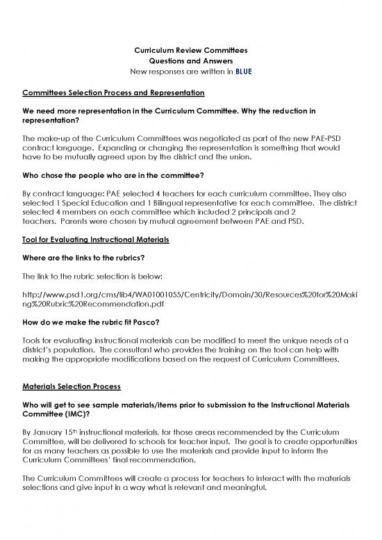 Agreement Contract Sample 115012 | Curriculum Review Committees Questions