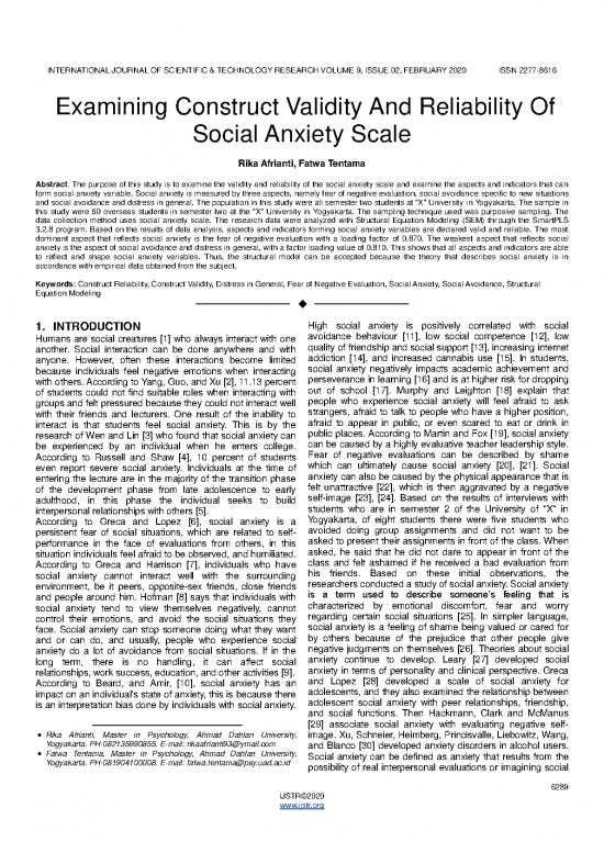 Social Anxiety Scale Pdf 117493 Examining Construct Validity And Social Anxiety Scale Pdf 117493 Examining Construct Validity And