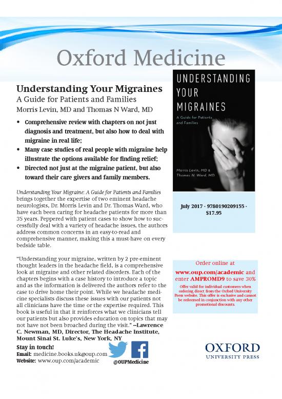 Oxford Medicine Pdf 116148 | Flyer Understanding Your Migraines