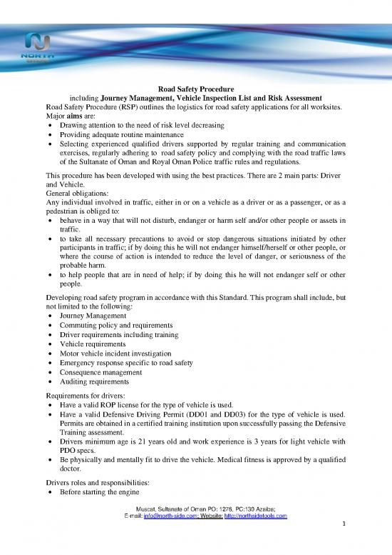 Journey Pdf 116803 | Road Safety Procedure And Journey Management