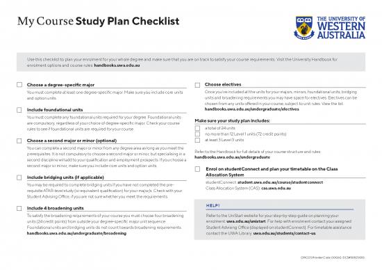 Study Pdf 117513 | Course Study Plan And Checklist
