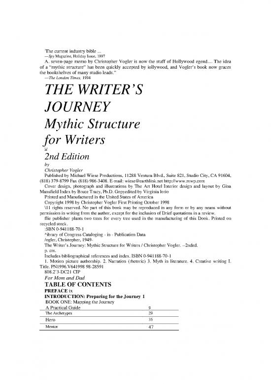 Journey Book Pdf 116694 | The Writers Journey Mythic Structure For ...