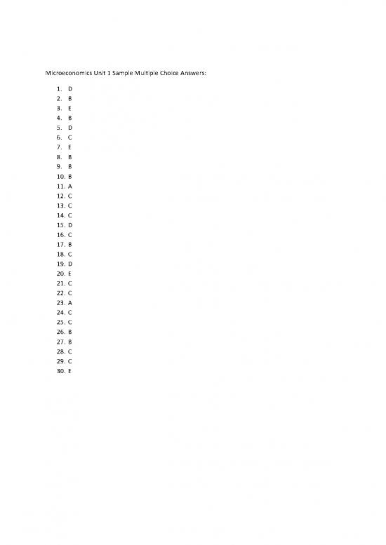 Microeconomics Pdf 119306 | Microeconomics Unit 1 Sample Multiple Choice Answers