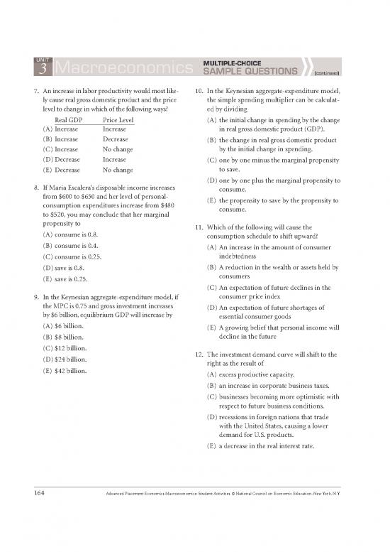 Macroeconomics Pdf 119112 | Morton Unit 3 Multiple Choice